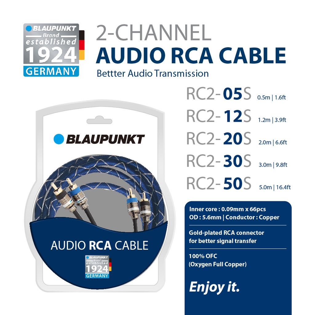 BLAUPUNKT RC2- 2CH สายสัญญาณ RCA สายถัก คุณภาพดี AMORNAUDIO อมรออดิโอ ...