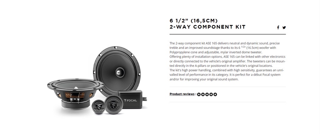 FOCAL ASE 165 New product ลำโพงแยกขิ้น 6.5 นิ้ว 60 Watts RMS AMORN AUDIO | Shopee Thailand