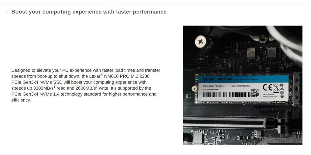 Lexar NM610 PRO 1TB Internal SSD (เอสเอสดี ภายใน) M.2 2280 PCIe NVMe ...