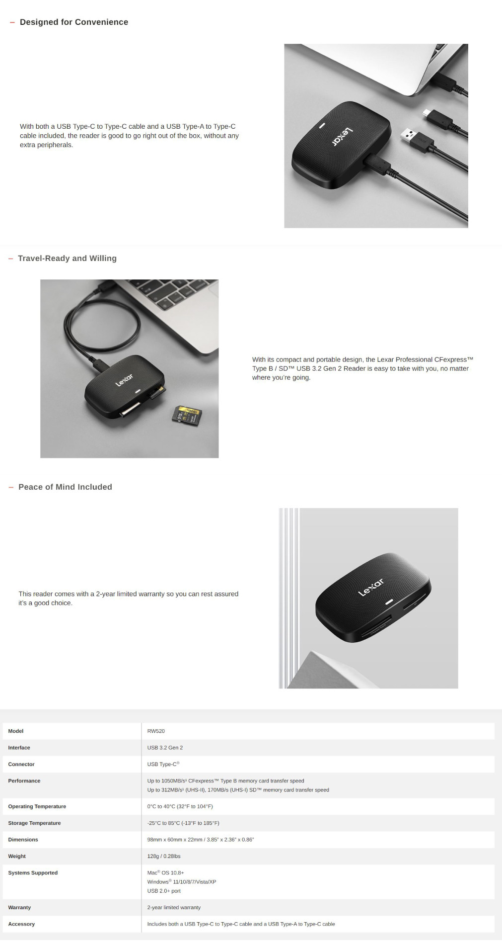 Lexar Dual-Slot CFexpress TypeB, SD Card, USB3.2 Gen2 USH-I, UHS-II ...