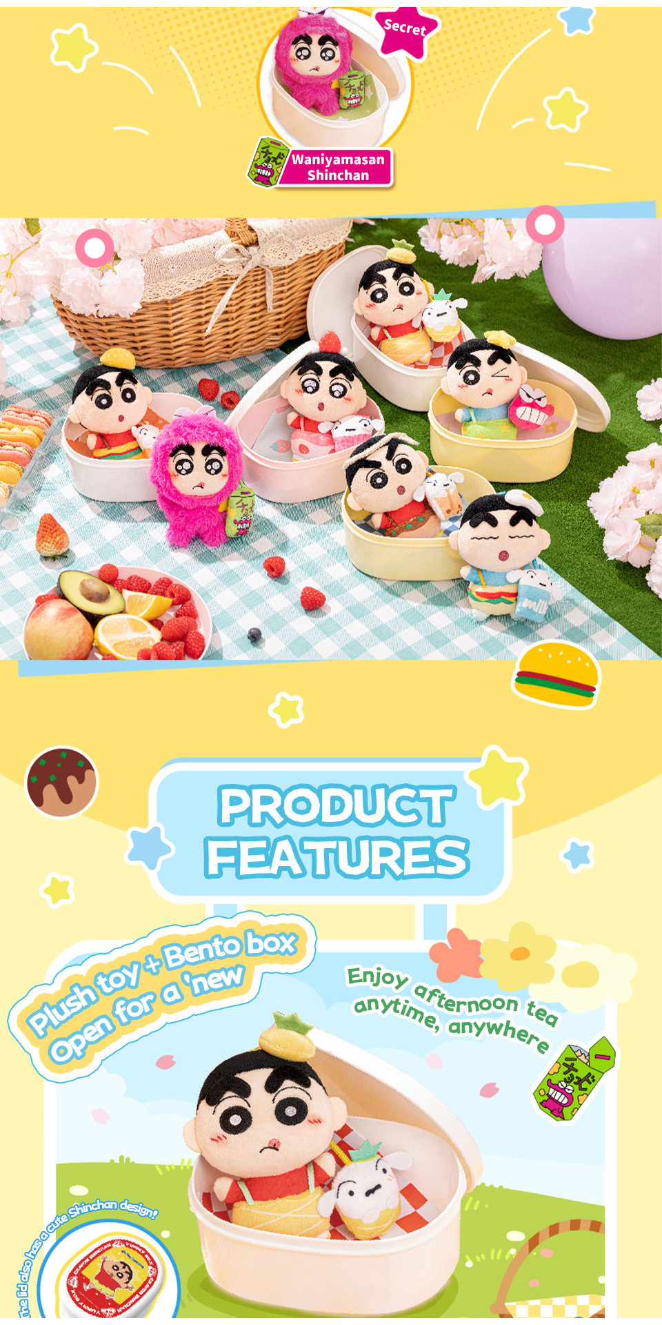52TOYS YUMMY BOX - Crayon Shinchan - Tea Time Plush Blind Box Series ...
