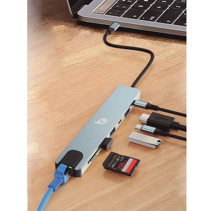 Blue Box Port Hub 8-in-1 Multifunction Converter Silver Grey by Bananna ...