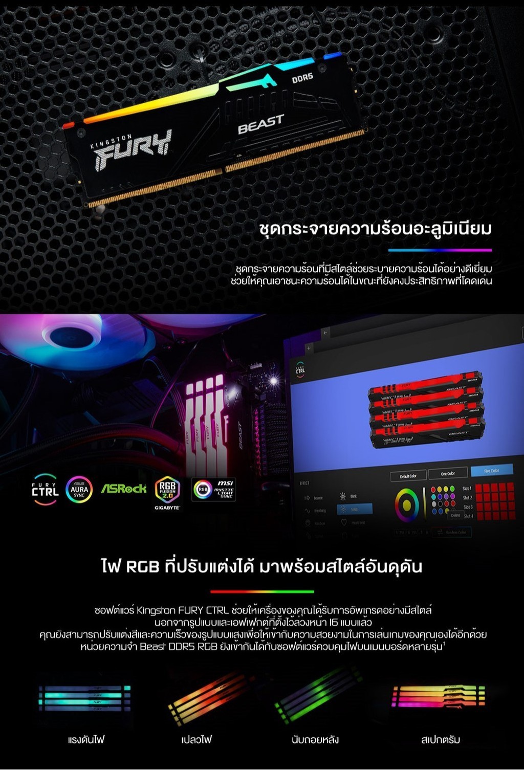 Kingston FURY Beast 6000MHz DDR5 RGB (KF560C40BBA) - หน่วยความจำ (แรม ...
