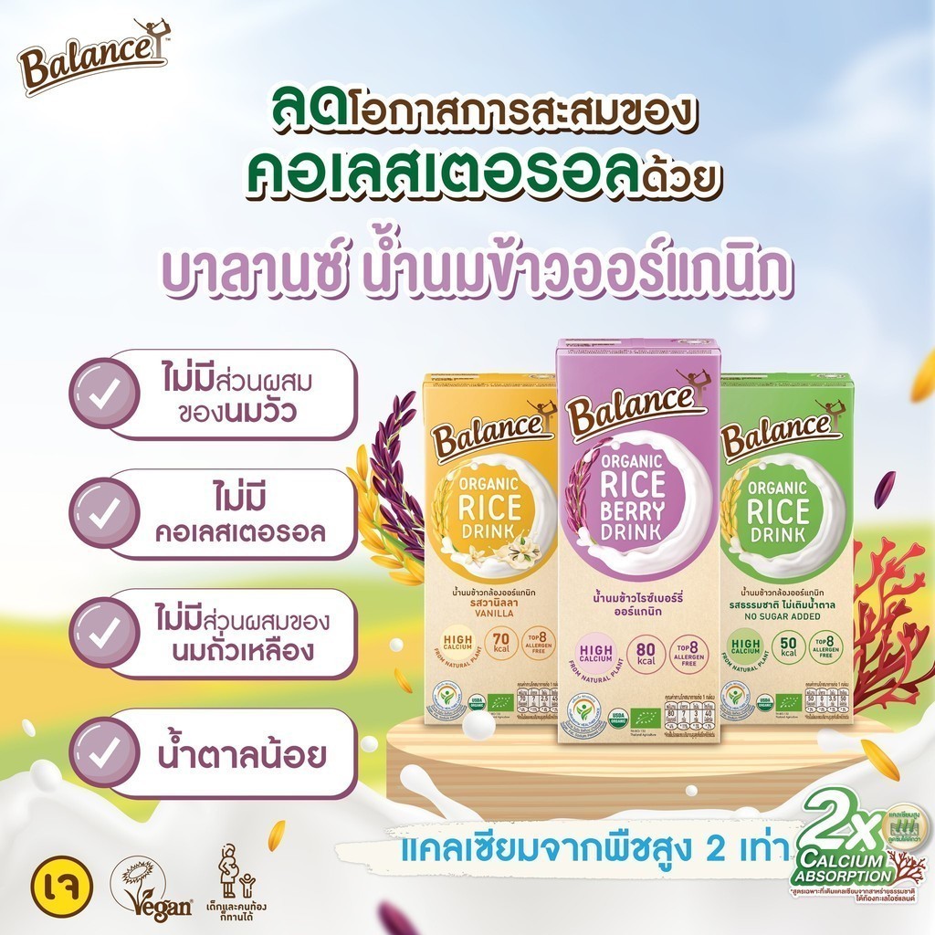 4CARE Balance น้ำนมข้าวออร์แกนิก คละรสชาติ (180 ml X 18 กล่อง) ไม่มี ...