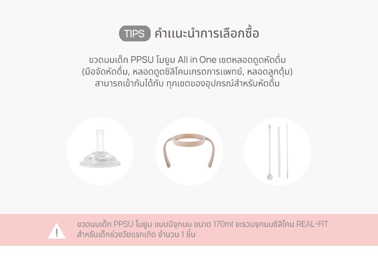 MOYUUM ขวดนมเด็ก PPSU โมยูม ALL IN ONE ขนาด 170ML (คละลาย) 1 เซ็ต 6ลาย 6ขวด พร้อมจุก stage 1 ...