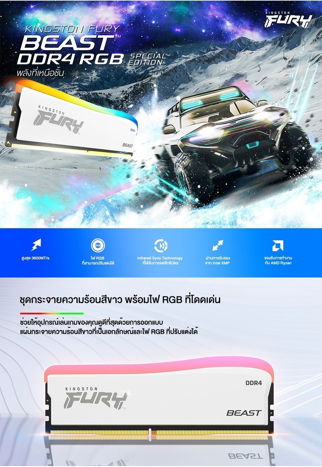 Kingston FURY™ Beast DDR4 RGB Special Edition 3200MT/s (เเรมพีซี) (KF432C16BWA) | Shopee Thailand