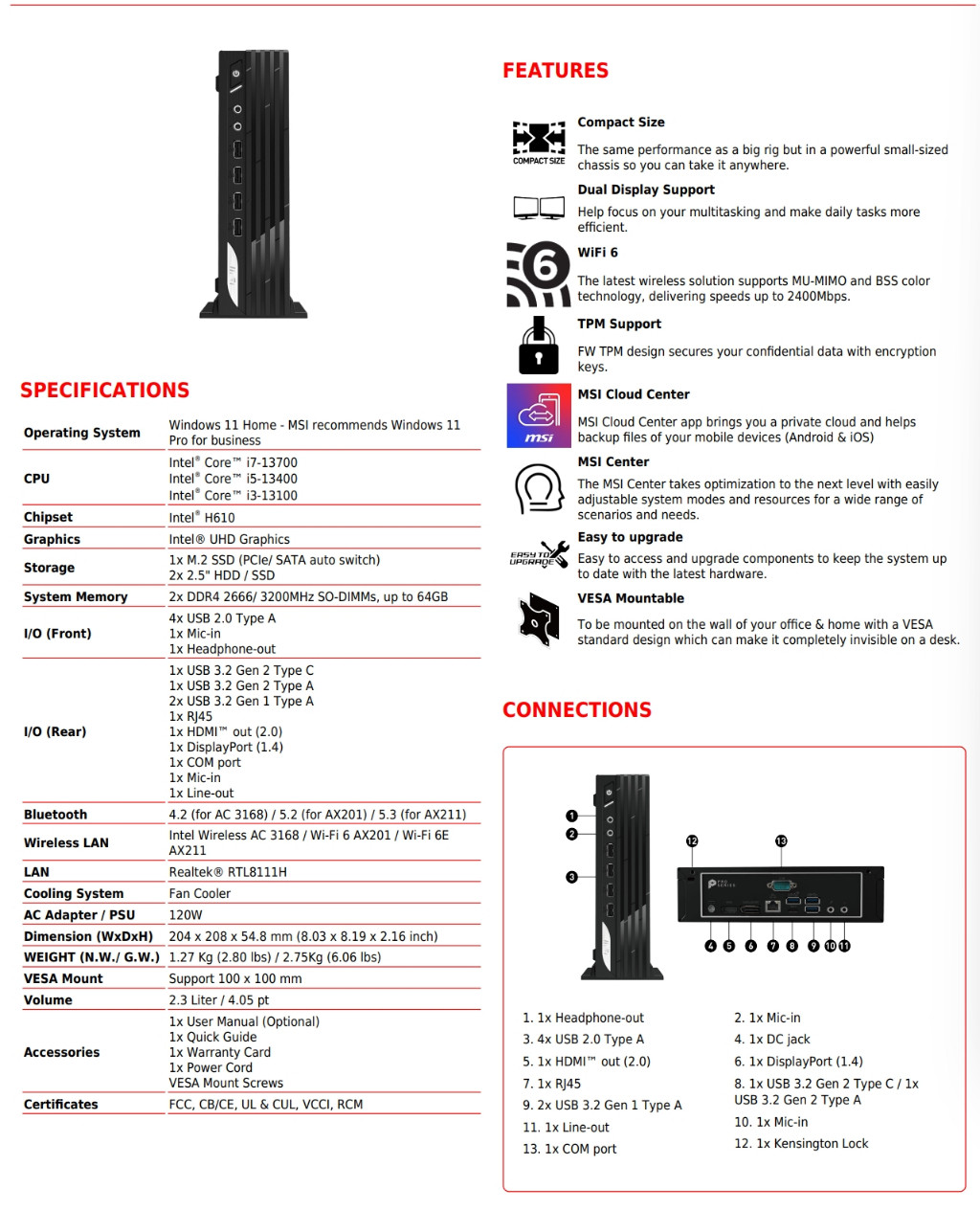 MSI PRO DP21 13M-611TH / PRO DP21 13M-612TH / PRO DP21 13M-613TH (Desktop, PRO Desktop) | Shopee ...