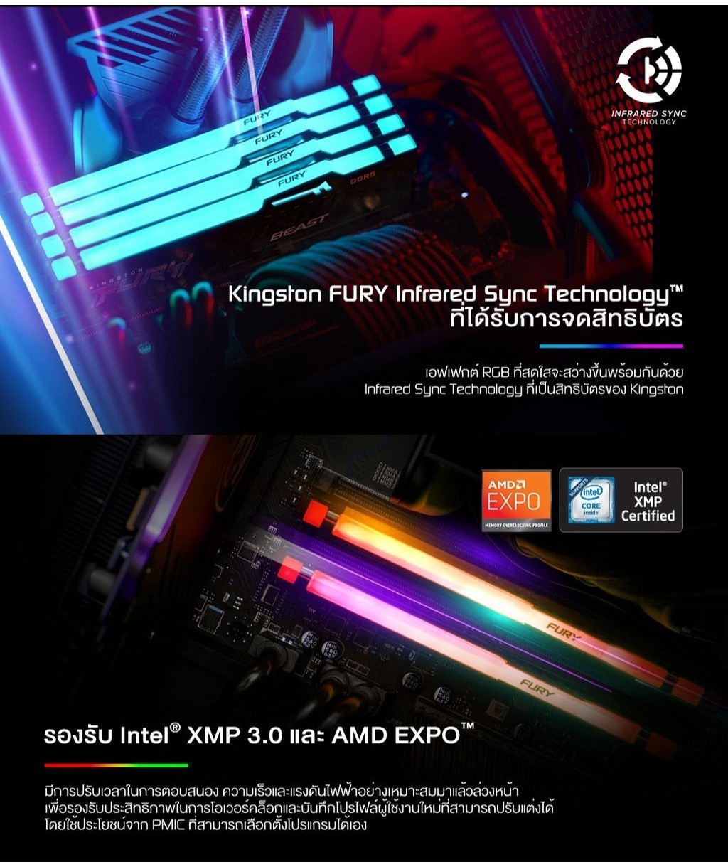 Kingston FURY Beast 6000MHz DDR5 RGB (KF560C40BBA) - หน่วยความจำ (แรม ...