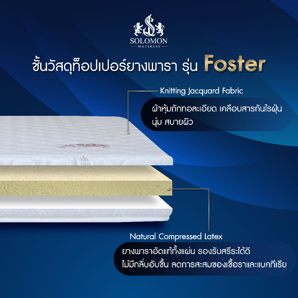 SOLOMON ที่นอน ท็อปเปอร์ Topper ยางพารา รุ่น Foster หนา 2 นิ้ว และ หนา ...