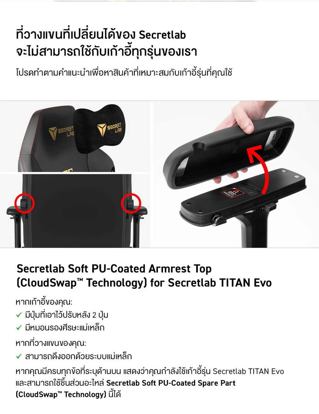 Secretlab TITAN Evo Soft PU-Coated Spare Part with CloudSwap ...