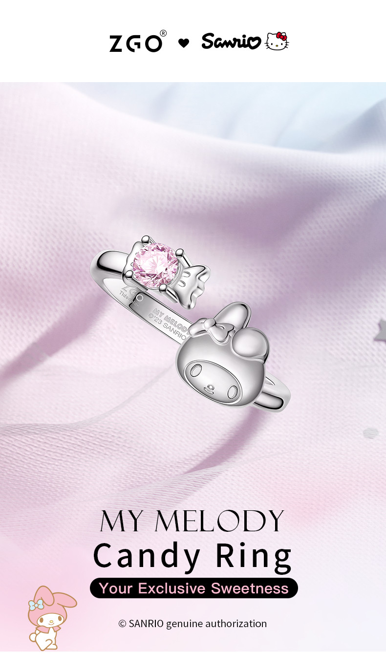 ZGO x SaniroJoint Melody Ring s925 Silver Sweet Niche Design 8055 | Shopee Thailand