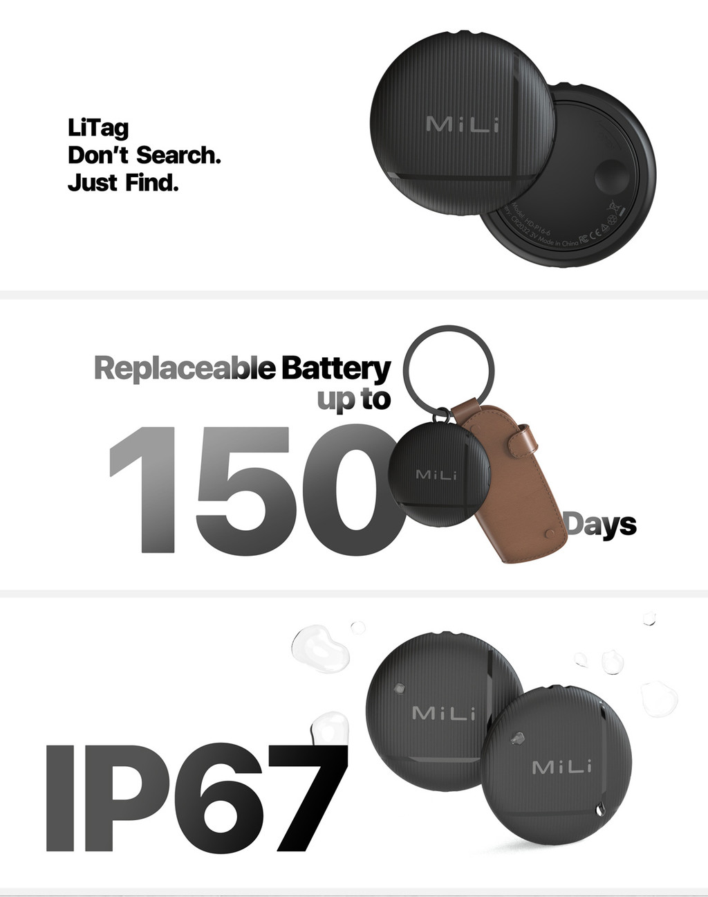 MiLi LiTag Mini Item Finder GPS ติดตามบลูทูธเข้ากันได้กับค้นหา iPhone ...