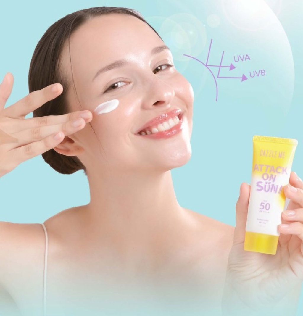 [กดสั่ง 2 ชิ้น เพื่อรับโปรโมชั่น] DAZZLE ME Attack on Sun! Sunscreen SPF 50 PA++++ เนื้อบางเบา ...