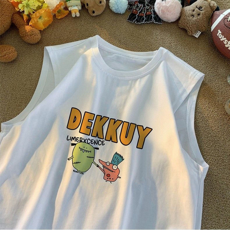 Clemine เสื้อกั๊กเด็ก เสื้อยืดแขนกุดเด็กชาย ฤดูร้อน หลวม เด็กโต ฤดูร้อน ...