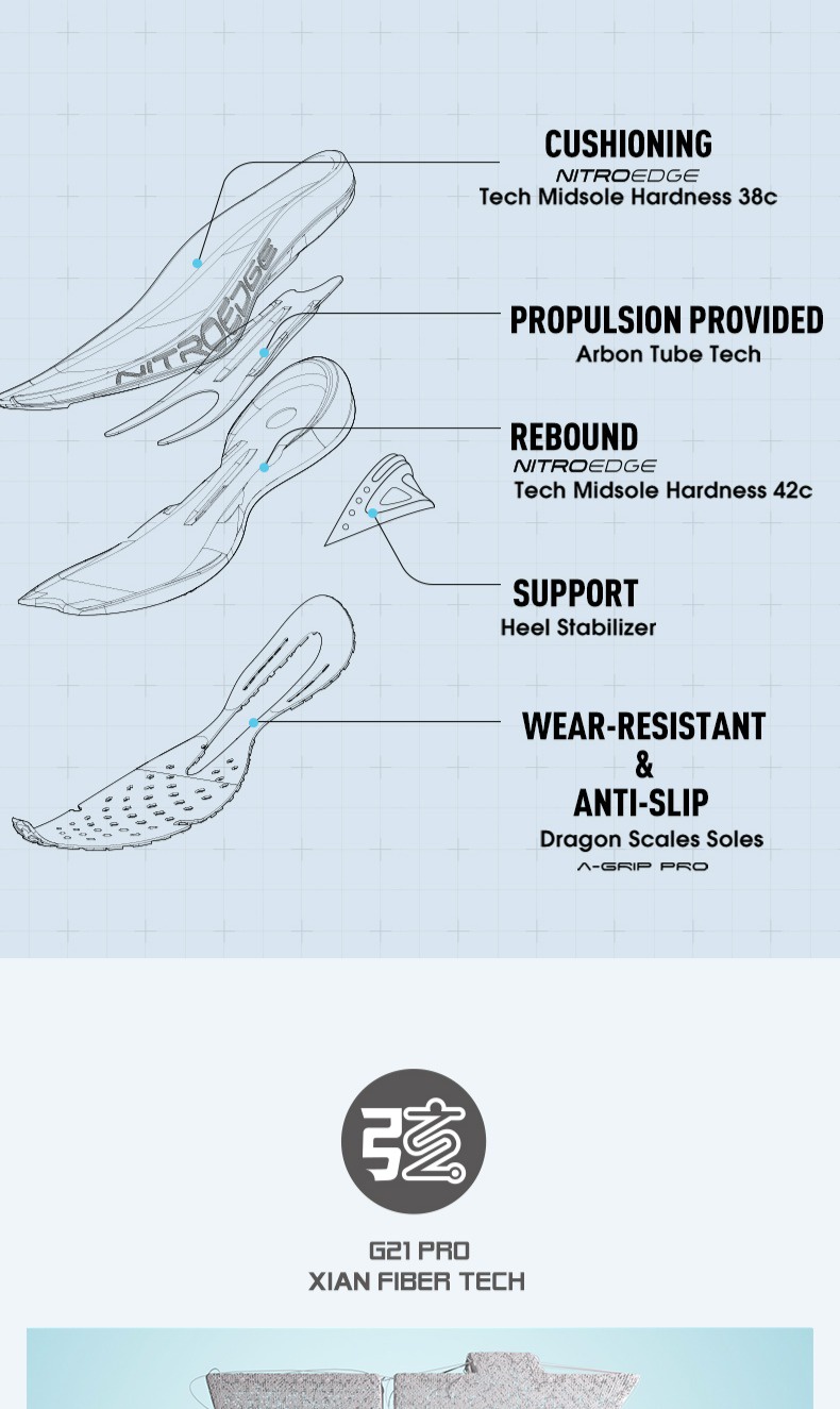 ANTA G21 Pro Xian Fiber Men Running Shoes รองเท้าสำหรับการแข่งขันบนถนน ...