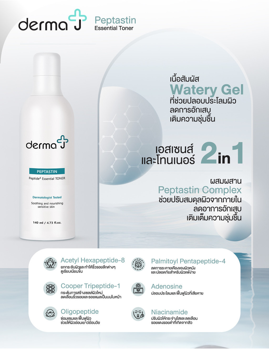 Derma J Essential Toner เดอร์มาเจ โทนเนอร์น้ำตบหน้าใส 140 มล. - โทนเนอร ...