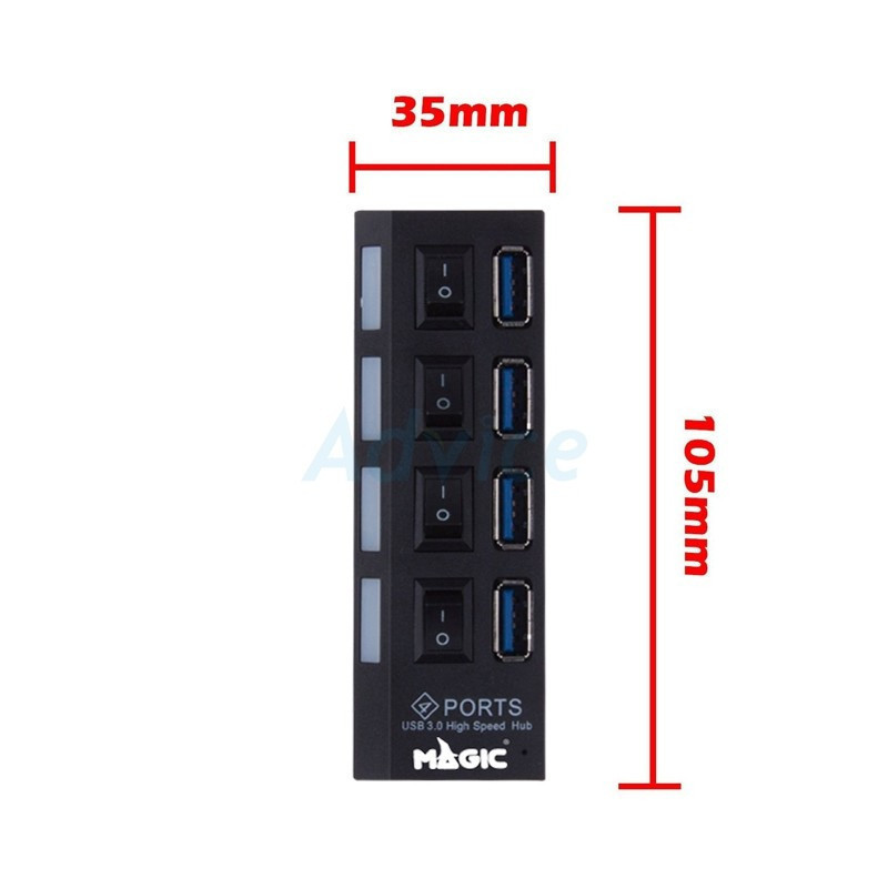 MAGIC 4 Port USB HUB v3.0 TECH MT-09 Type-C (Black) - A0139119 | Shopee Thailand