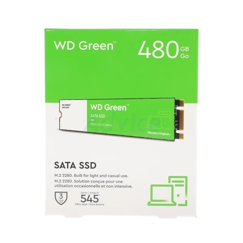 WD 480 GB SSD เอสเอสดี M.2 GREEN (WDS480G3G0B) SATA M.2 2280 3D NAND ...