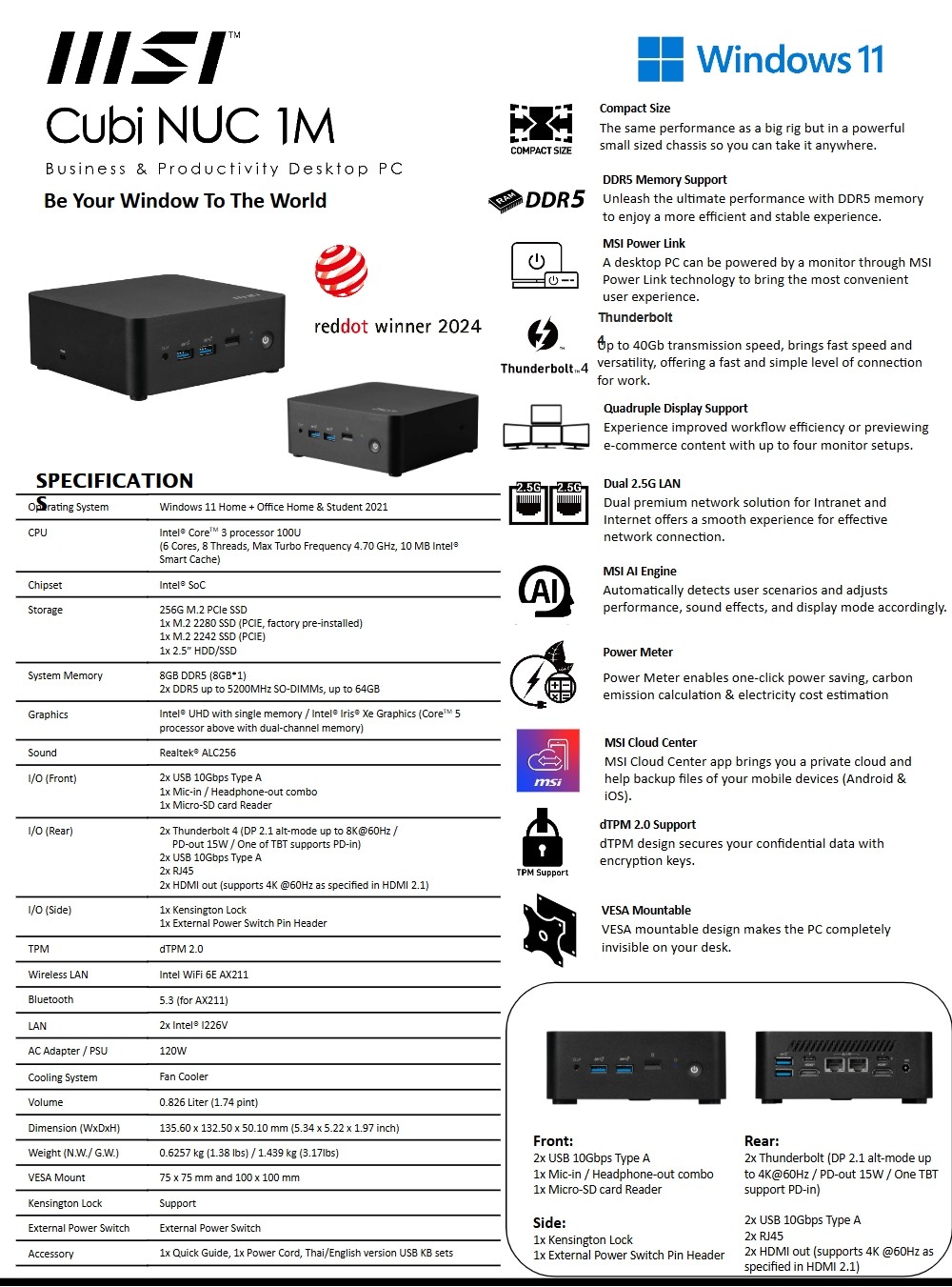 [Pre-Order] MSI Cubi NUC 1M-004TH (C7) / Cubi NUC 1M-005TH (C5) / Cubi NUC 1M-006TH (C3) มินิ ...
