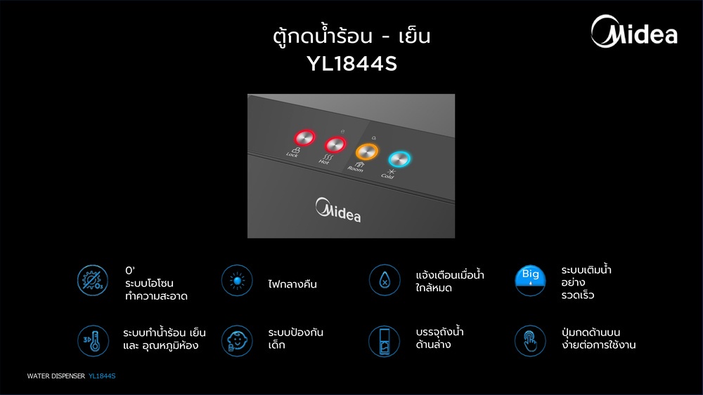 Midea ตู้กดน้ำร้อน-น้ำเย็นไมเดีย 3 อุณหภูมิ (Water Dispenser) รุ่น ...