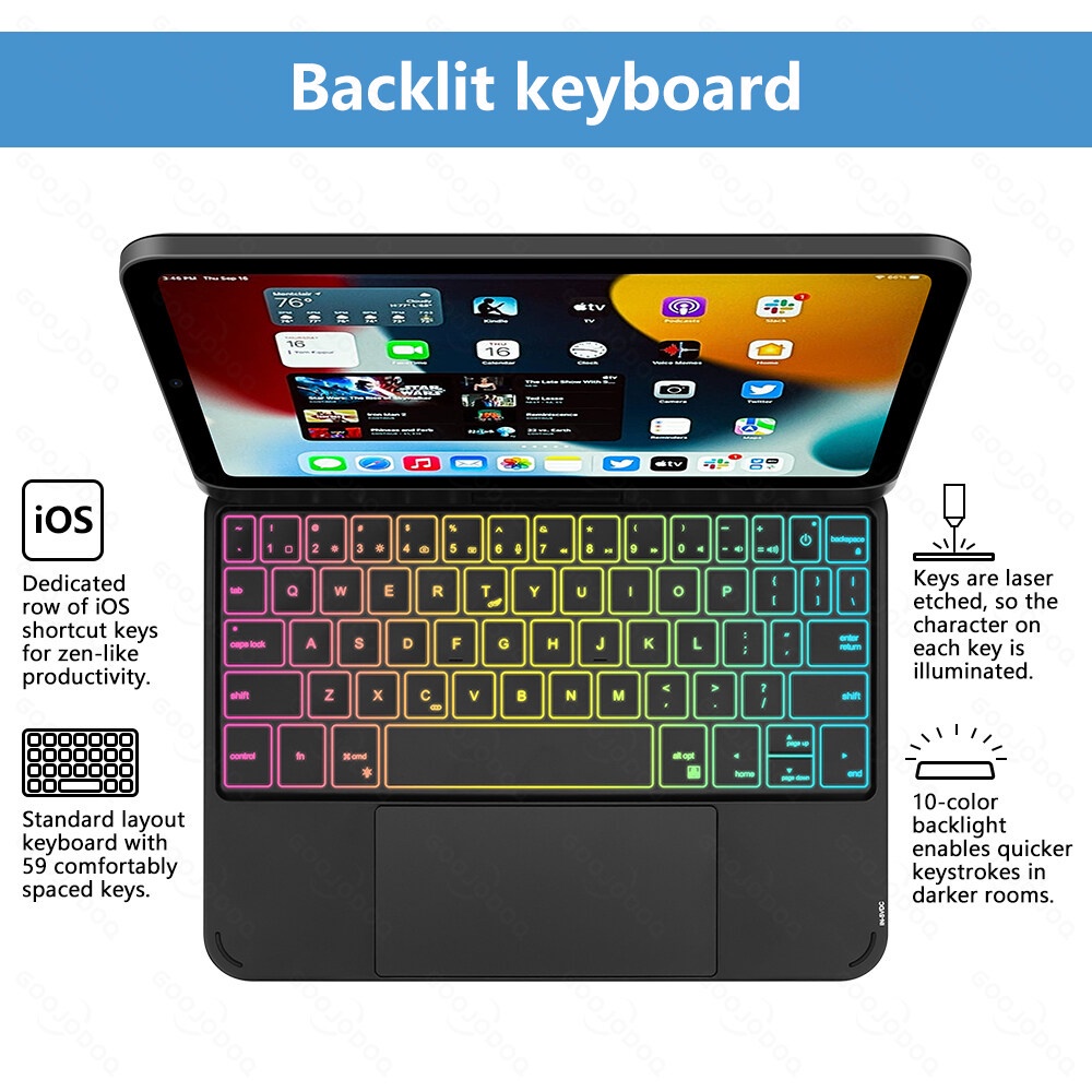 GOOJODOQ Keyboard Case ฝาครอบแม่เหล็ก For iPad Mini 6 iPad Pro 11 Pro 12.9 Magic Backlight ...