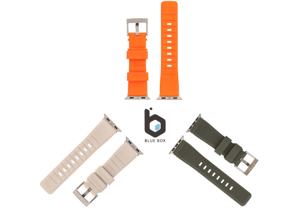 Blue Box สาย Apple Watch Strap Series 6,7,8,9,SE1,SE2,Ultra (44/45/49mm) Rubber Blackish Green ...