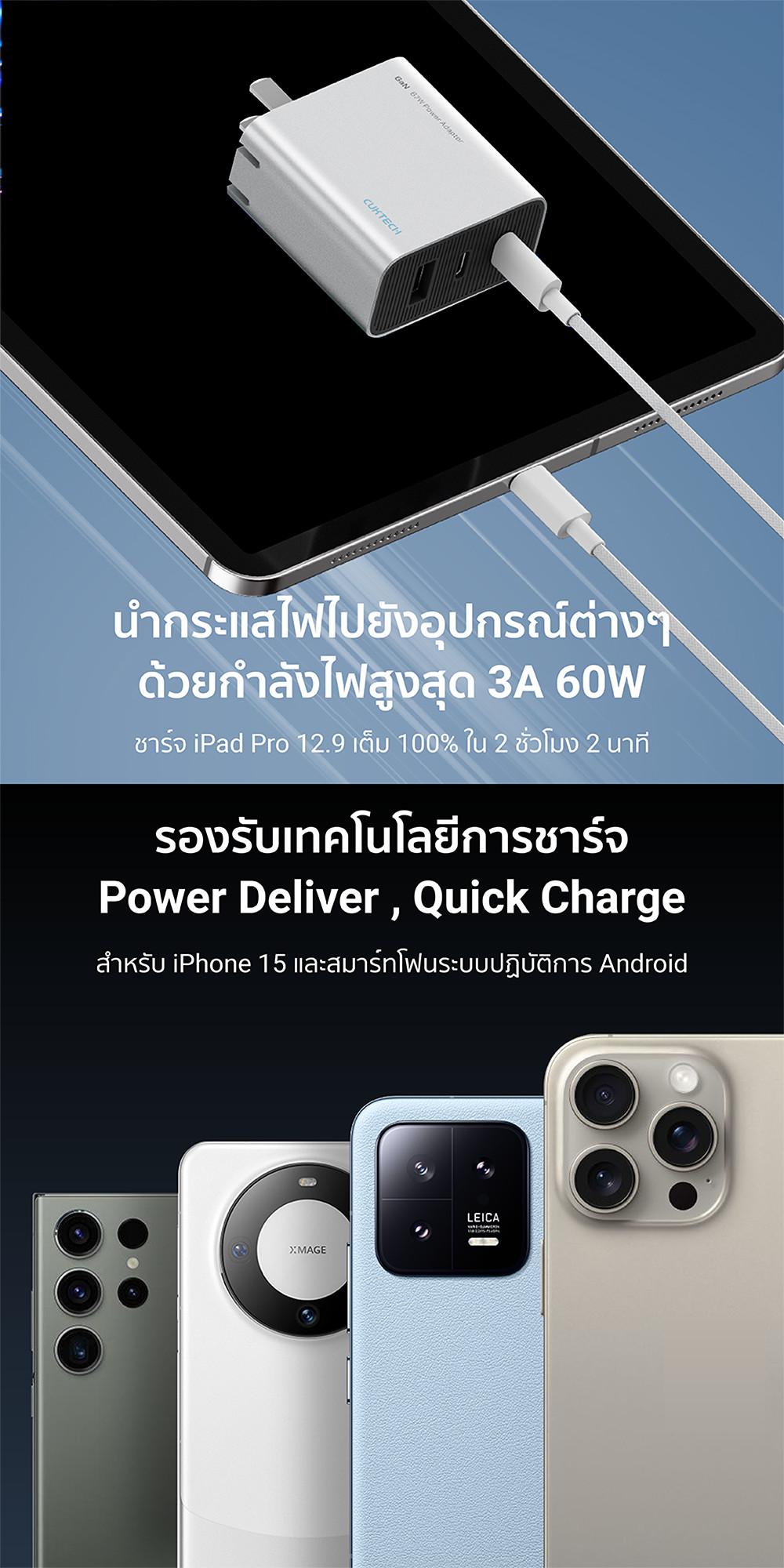 [ลดเหลือ 299] CUKTECH CTC315P สายชาร์จ iPhone 17 ไนลอนถัก USB-C to USB-C 3A 60W 1.5 เมตร ชาร์จ ...