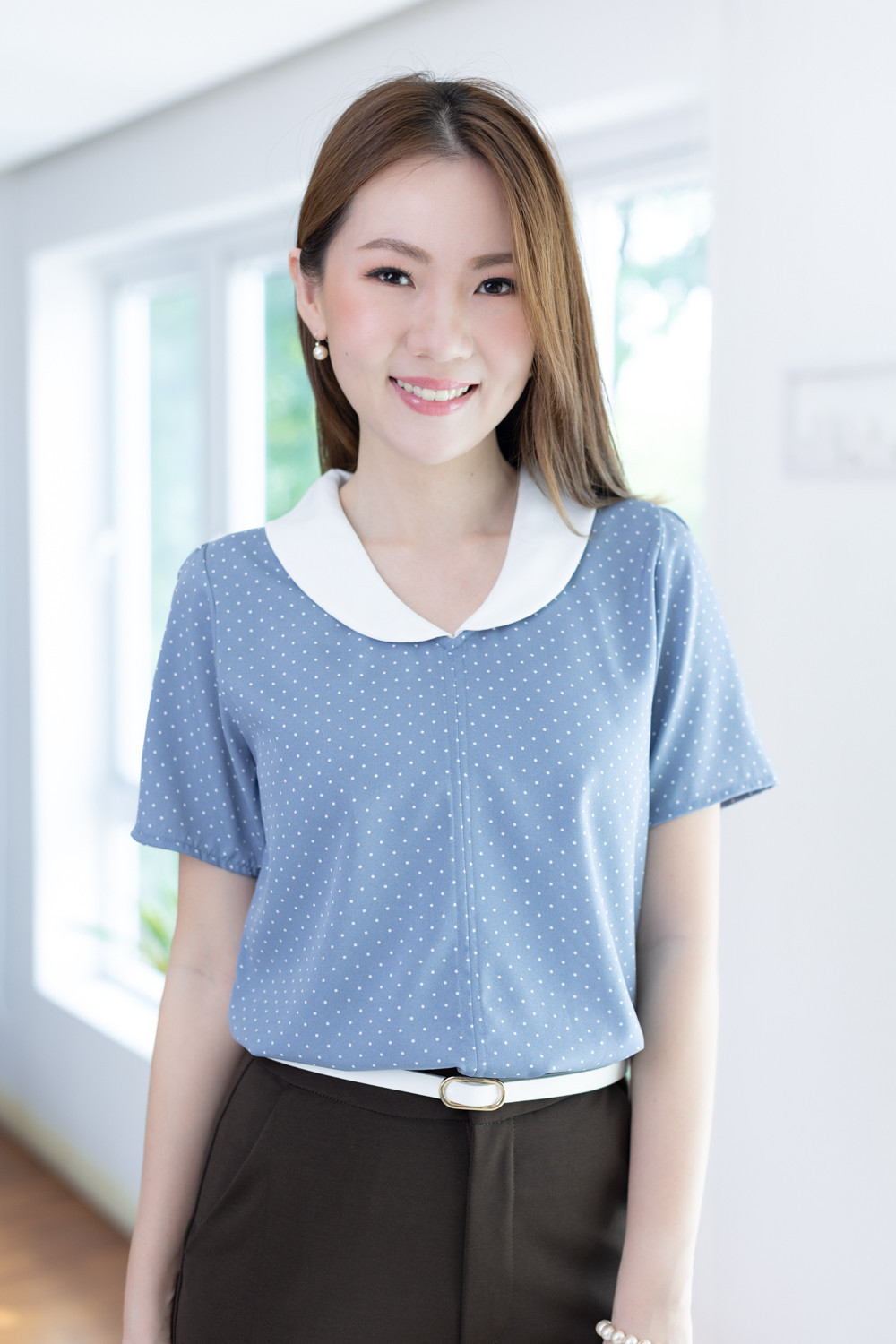 Narinari : MT6148 Peter Pan Collar Blouse เสื้อทำงาน เสื้อปกบัว ผ้าไหมอิตาลี | Shopee Thailand