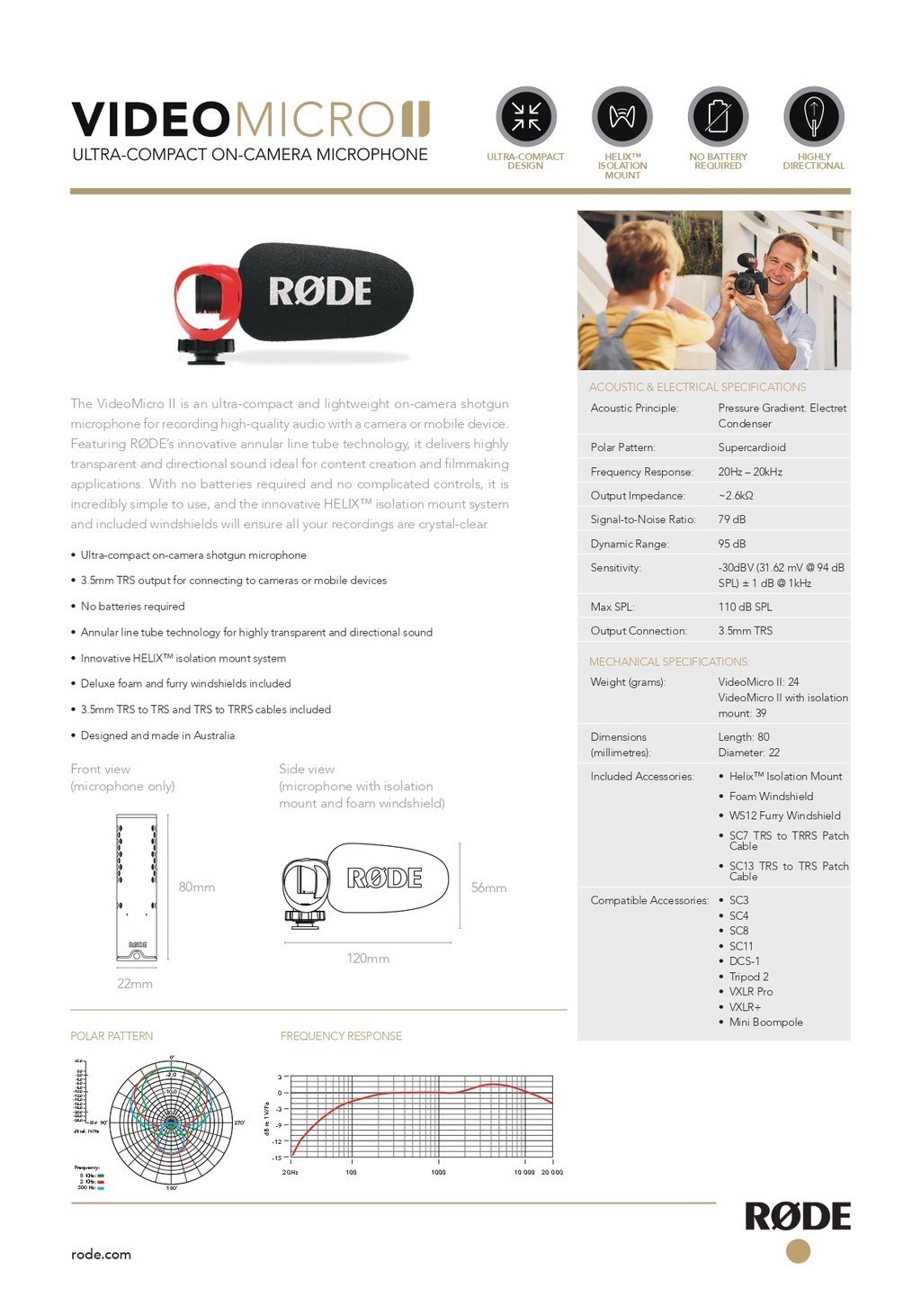 (ส่งด่วนกทม.) RODE ไมค์หัวกล้อง VideoMicro II Ultracompact Camera-Mount ...