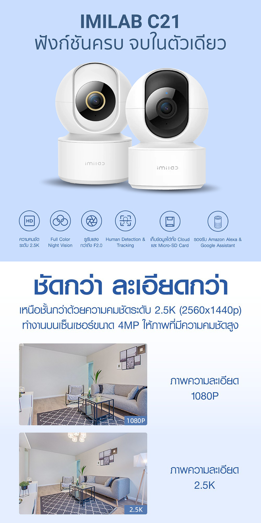 [ลดเหลือ 759] IMILAB C21 (GB V.) กล้องวงจรปิด wifi ภายในบ้าน cctv คมชัด ...