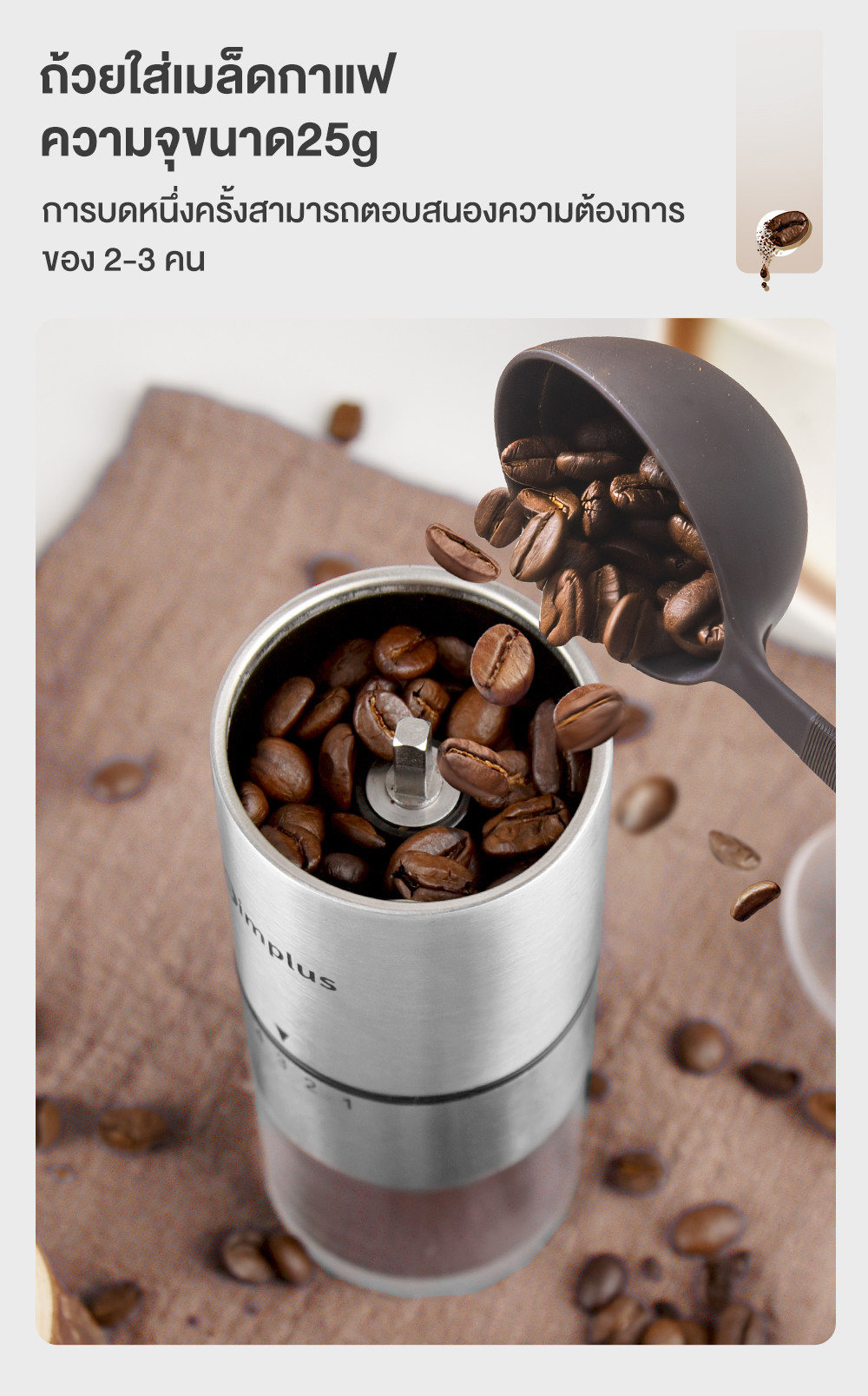 Simplus QuickBrew เครื่องบดกาแฟ ปรับได้ 5 ระดับ MDJH002 | Shopee Thailand