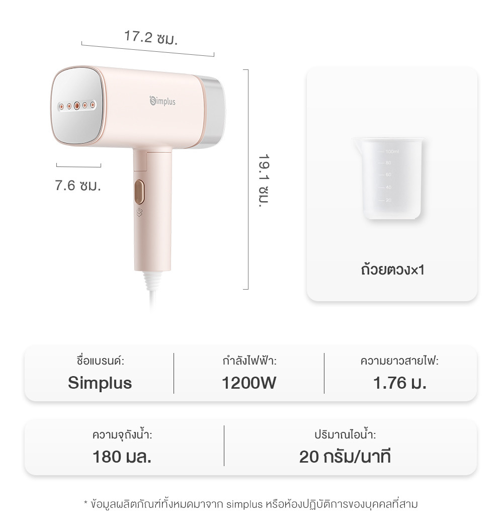 Simplus เตารีดพกพา เตารีดแบบมือถือ ขนาด 180ml ความจุ 1200W GTJH020 | Shopee Thailand