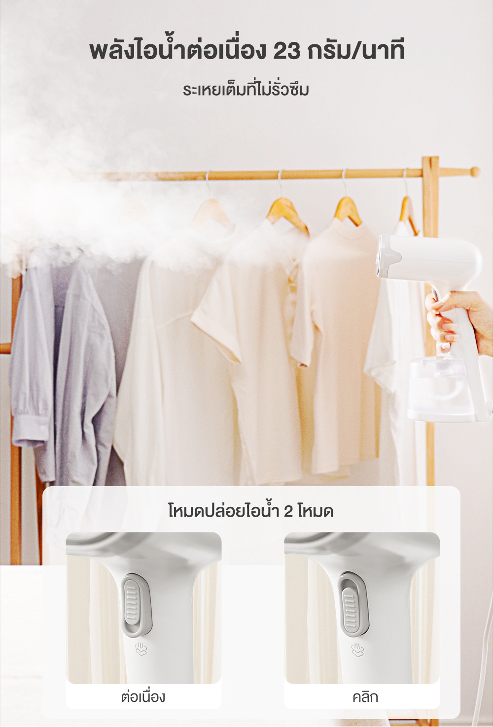 Simplus เครื่องรีดไอน้ำแบบมือถือ ถังน้ำขนาดใหญ่ 280 มล. กำลังไฟสูง 1200W ร้อนเร็วใน 30 วินาที ...