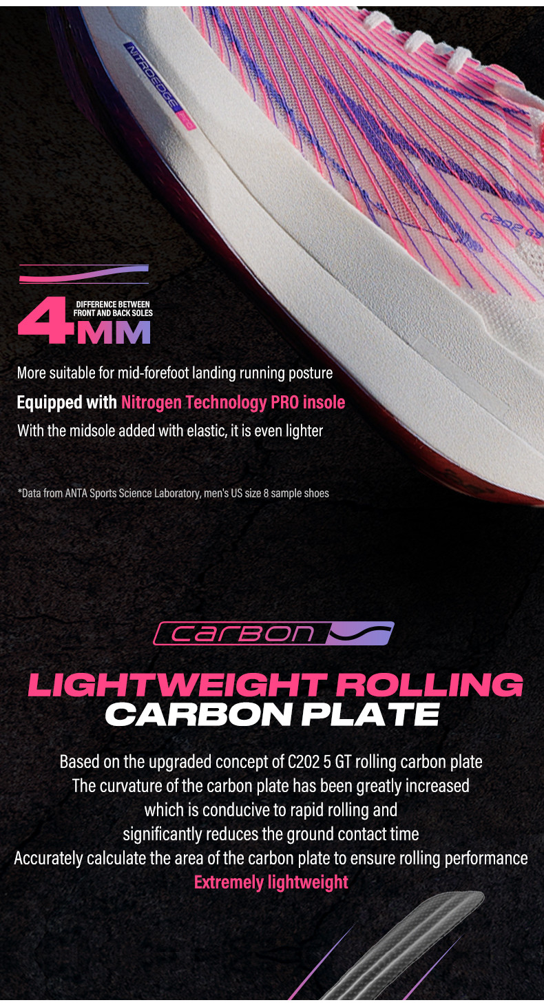 ANTA C202 G9 รองเท้าวิ่งสำหรับผู้ชายระดับมืออาชีพ สำหรับการวิ่งมาราธอน พร้อมแผ่นคาร์บอน ...