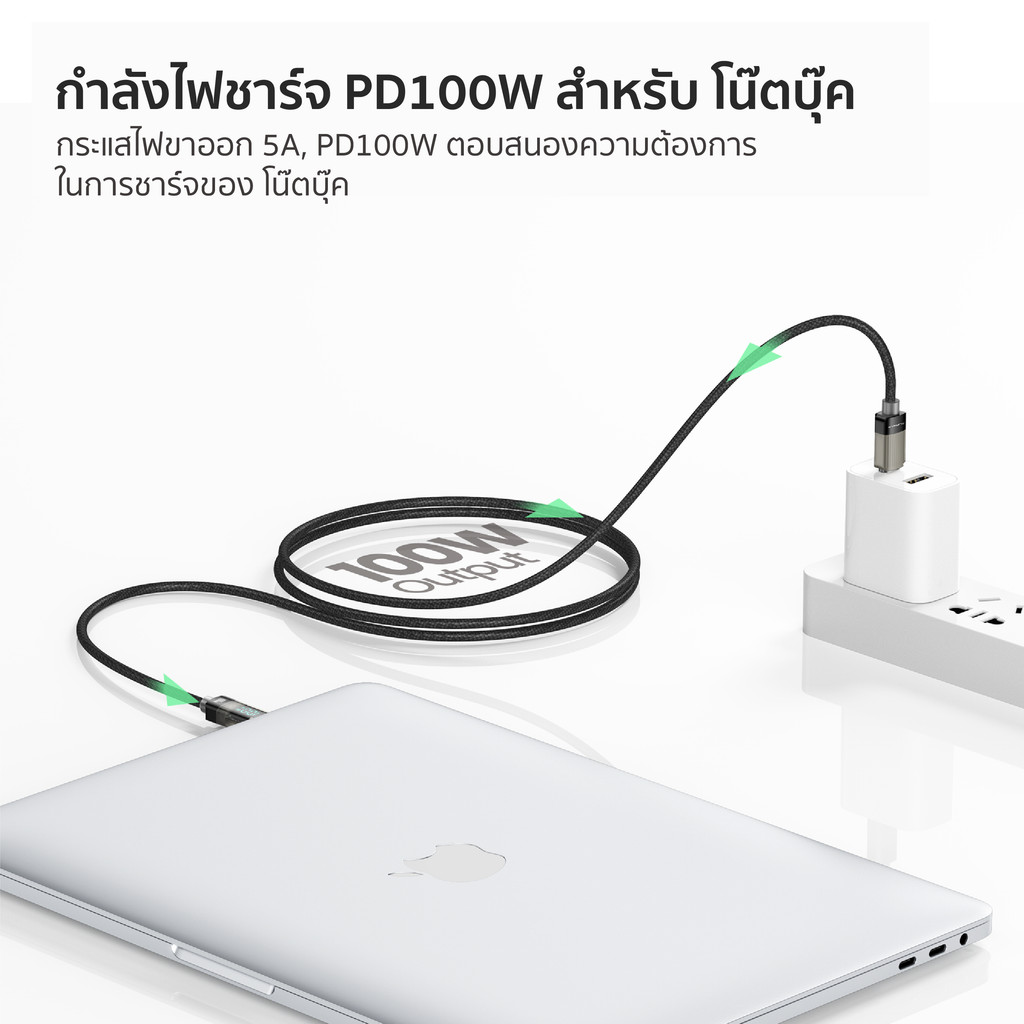 ALPHA X สายชาร์จเร็ว PD100W รุ่นALU-CC10 ชาร์จเร็ว Type C To Type C จอ ...