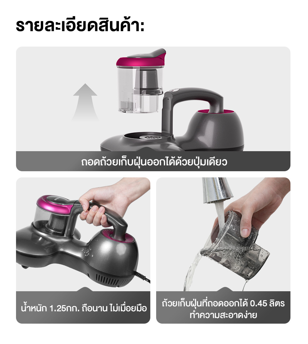 Simplus 14000pa UV-C เครื่องกำจัดไร เครื่องกำจัดไร การตีความถี่สูง เครื่องดูดฝุ่นบนเตียง การทำ ...