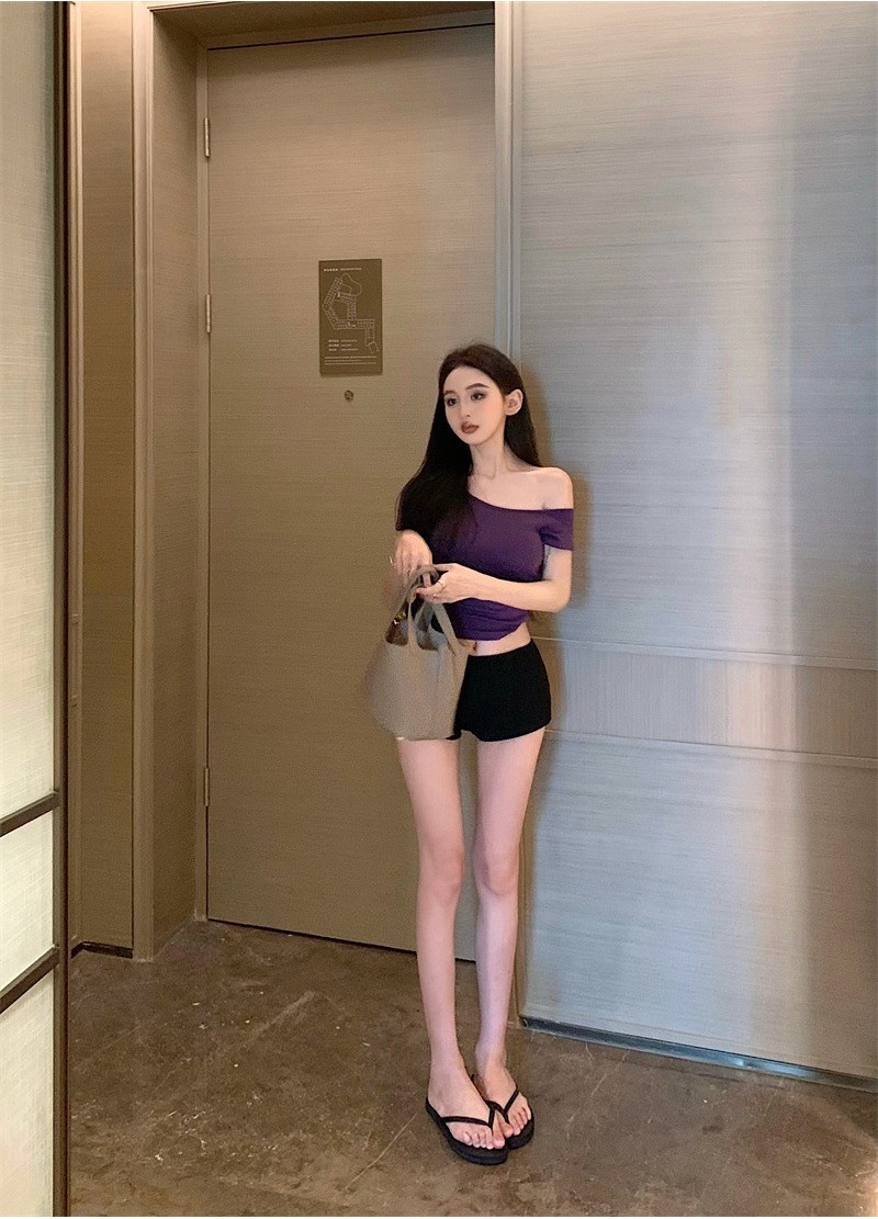 【WJZ】เสื้อยืดแขนสั้นสีพื้นสไตล์เกาหลีสำหรับผู้หญิง แมทช์ง่าย【T68 ...