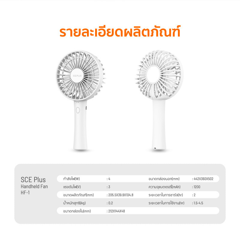 [ทักแชทรับโค้ด] SCE PLUS HANDHELD FAN พัดลมมือถือ รุ่น HF-1 - รับประกัน ...