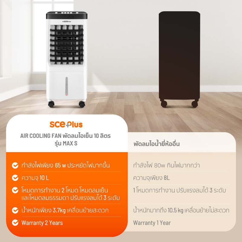 SCE Plus Air Cooling Fan พัดลมไอเย็น 10 ลิตร รุ่น Max S - รับประกัน 2 ปี | Shopee Thailand