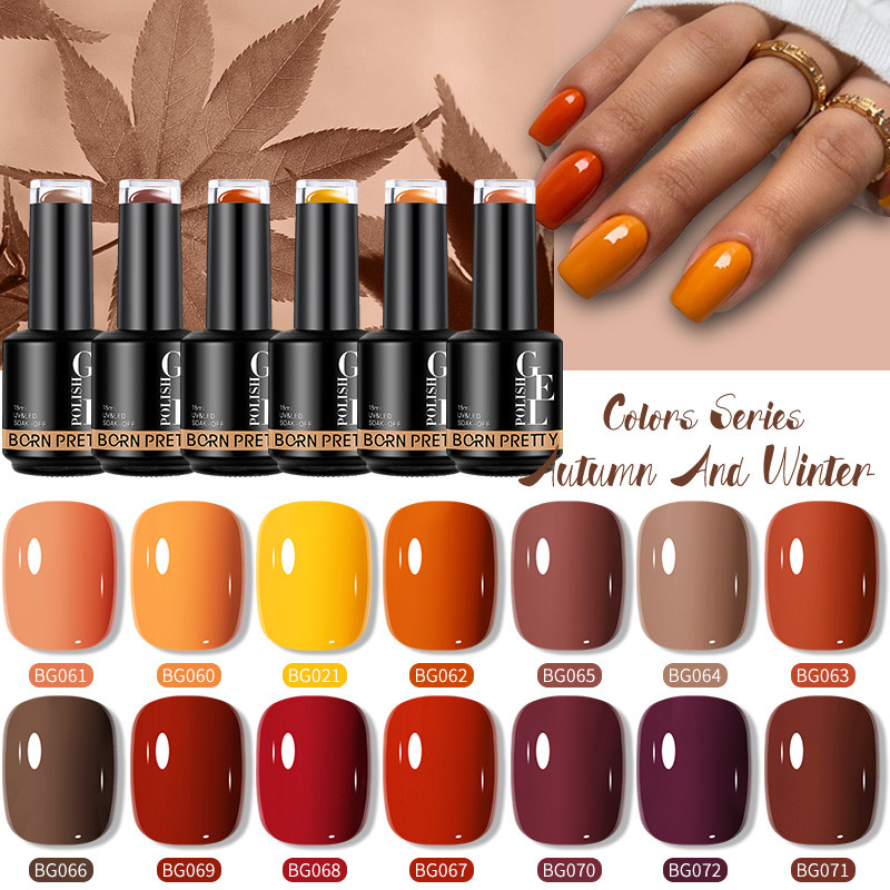 BORN PRETTY 15ml Fall Winter Gel Nail Autumn Gel Polish Brown Orange ...