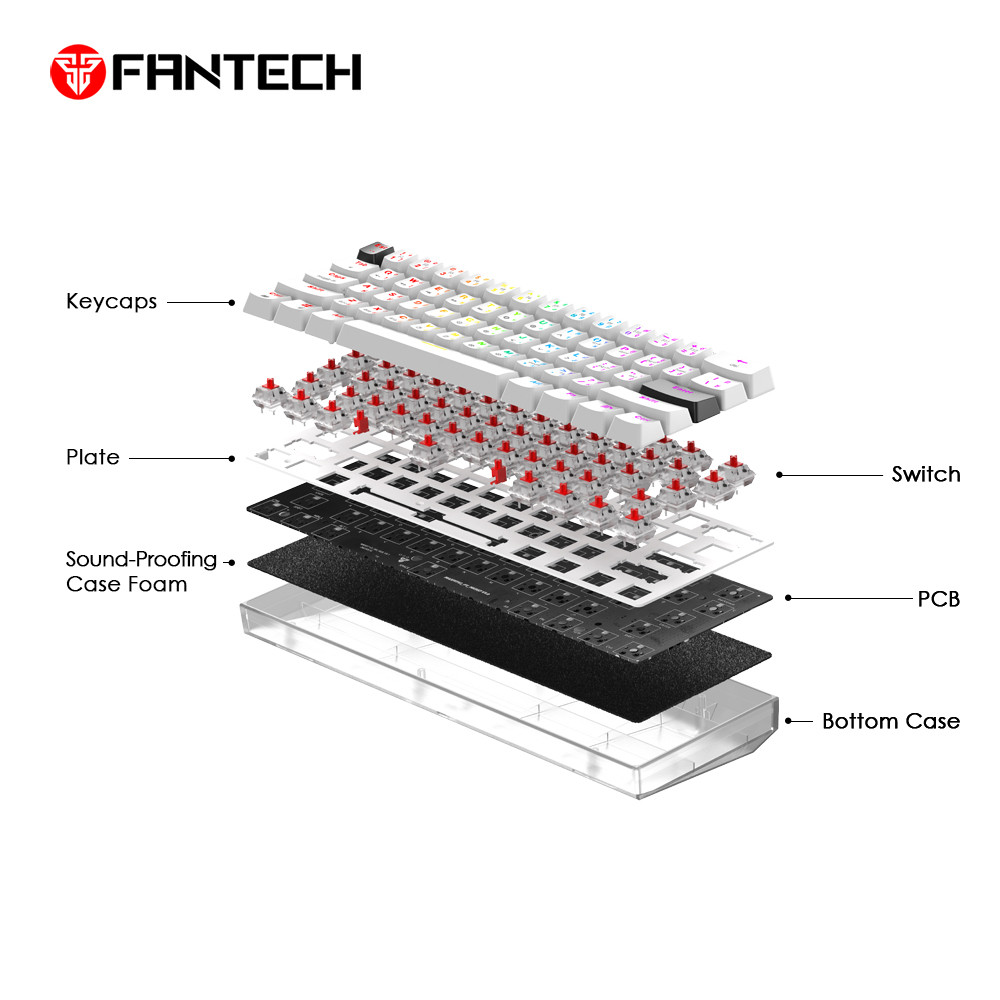 FANTECH MK860 MAXFIT61 FROST WIRELESS Hotswappable KEYBOARD MODULAR ...