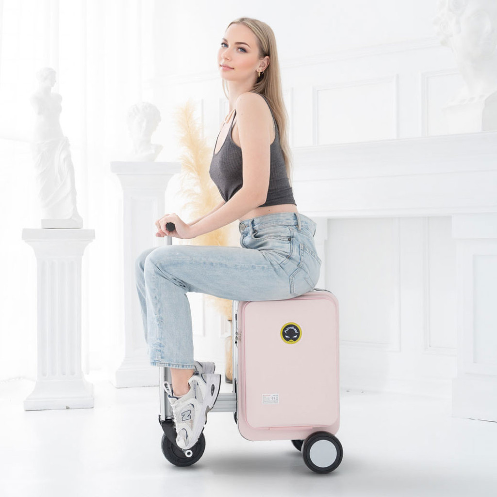 Airwheel SE3S สีชมพู (Pink) กระเป๋าเดินทาง ไฟฟ้า นั่งขับได้ (20 นิ้ว ...
