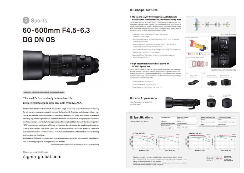 Sigma 60-600mm F/4.5-6.3 (S) DG DN OS Lens (ประกันศูนย์) | Shopee Thailand