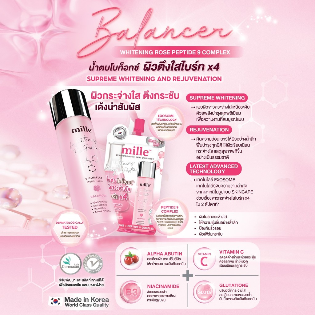 (ช้อปในLive ลดเพิ่ม 100) MILLE WHITENING ROSE PEPTIDE 9 COMPLEX ...