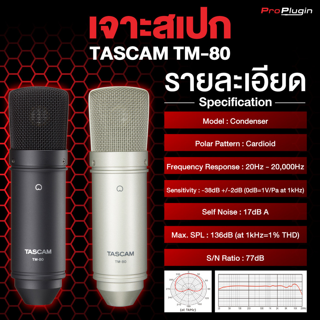 Tascam TM-80 Studio Condenser Microphone (ProPlugin) | Shopee Thailand
