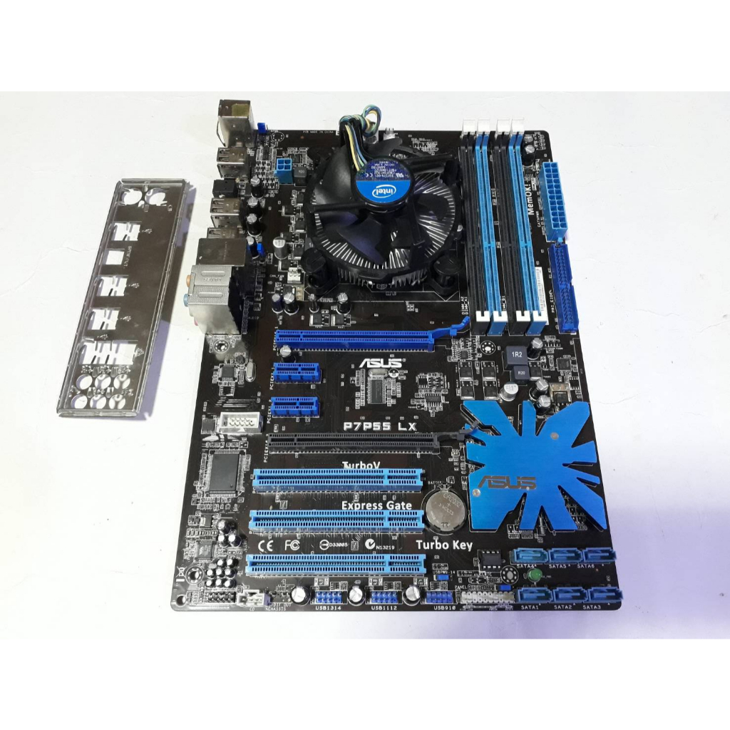 ชุด1156 Mainboard Asus P7P55-LX มีฝาหลัง+ CPU Intel i5-750 (4 คอร์ 4 เทรด) พร้อมซิงค์พัดลม ...