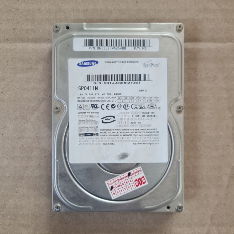 HARDDISK IDE SAMSUNG 40GB SP0411N สำหรับ PC | Shopee Thailand