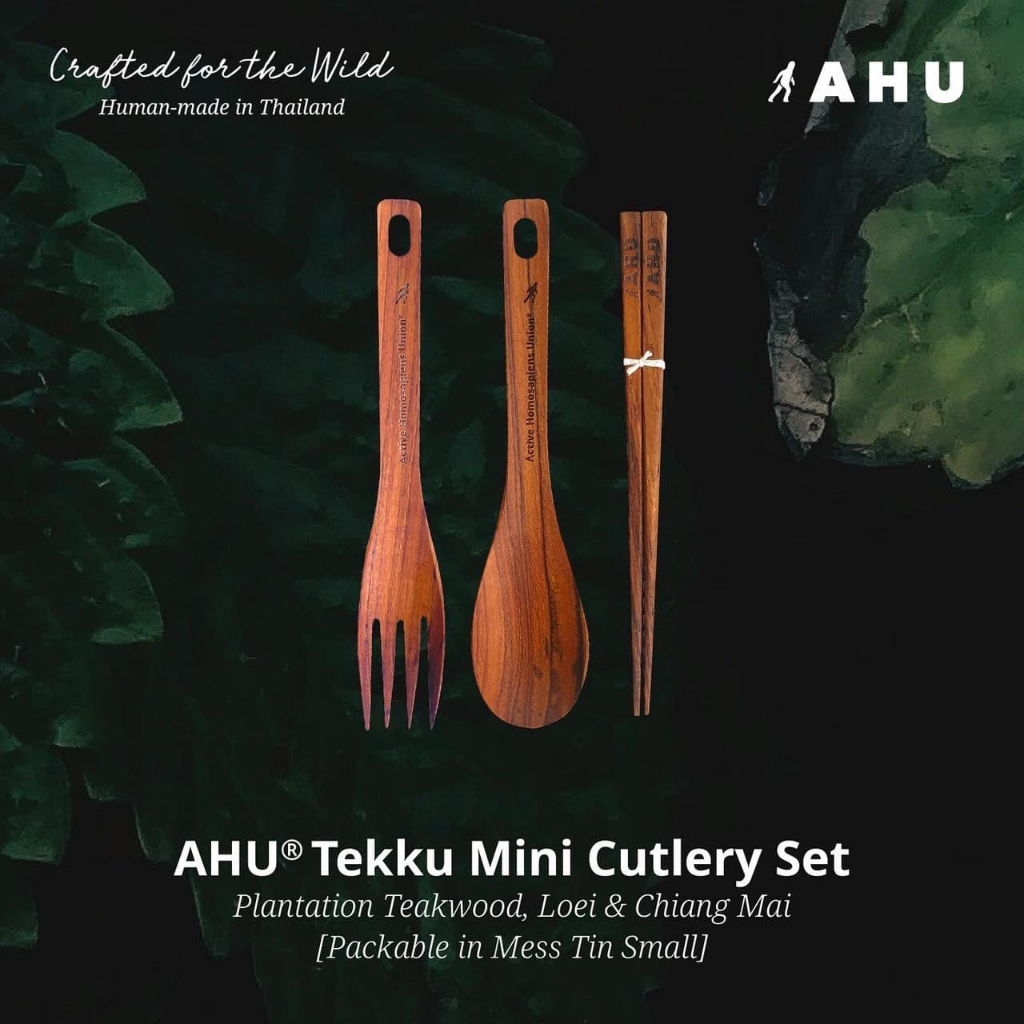 [ส่งเร็ว/ถูกสุด/มีประกัน] ชุดช้อนส้อมตะเกียบไม้ AHU Tekku Mini Cutlery ...