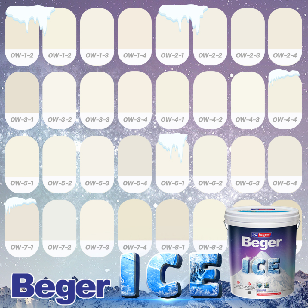 Beger สีครีม กึ่งเงา ขนาด 9 ลิตร Beger ICE สีทาภายนอกและใน เช็ดล้างได้ กันร้อนเยี่ยม เบเยอร์ ไอ ...
