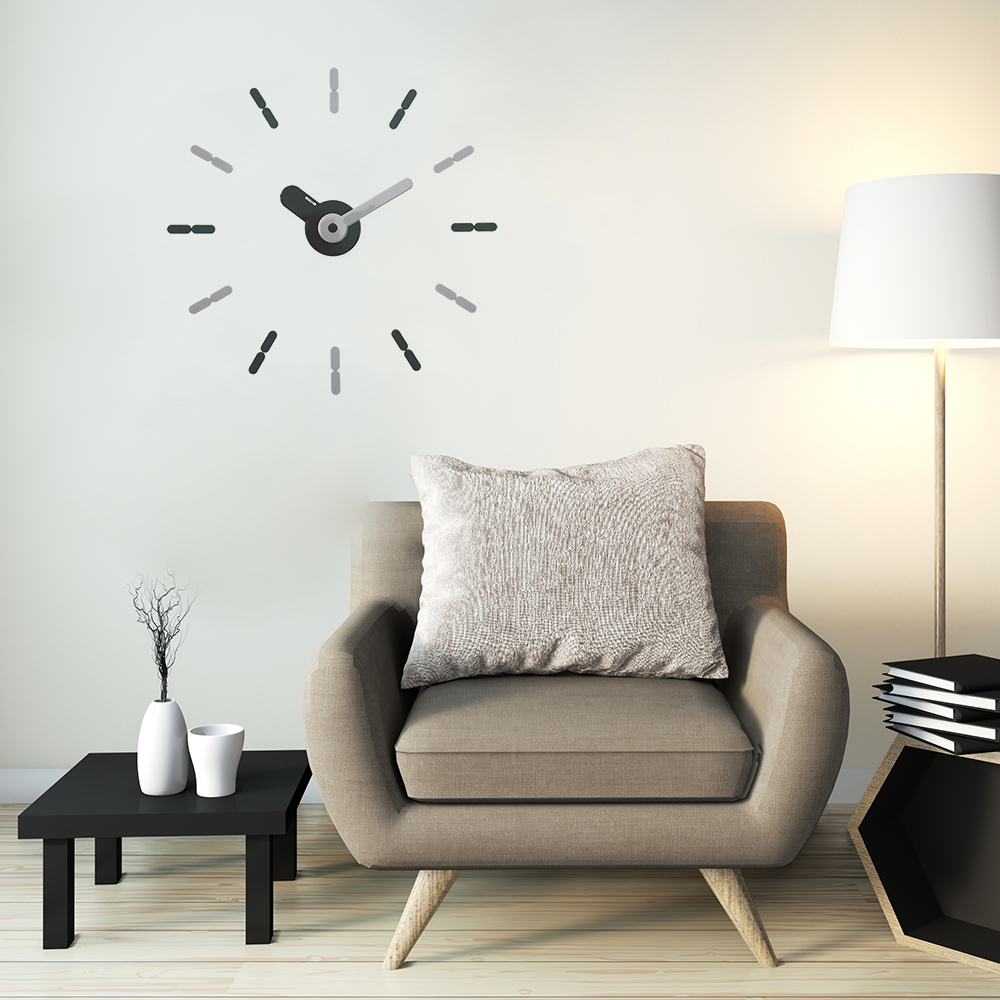 On-Time wall clock นาฬิกาติดผนัง ไม่เจาะผนัง v1m เทาดำ ขนาดติดตั้ง 56 ...